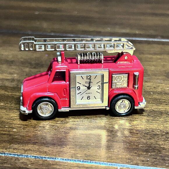 Accents | Vintage Elgin Collectible Mini Fire Truck Clock | Poshmark
